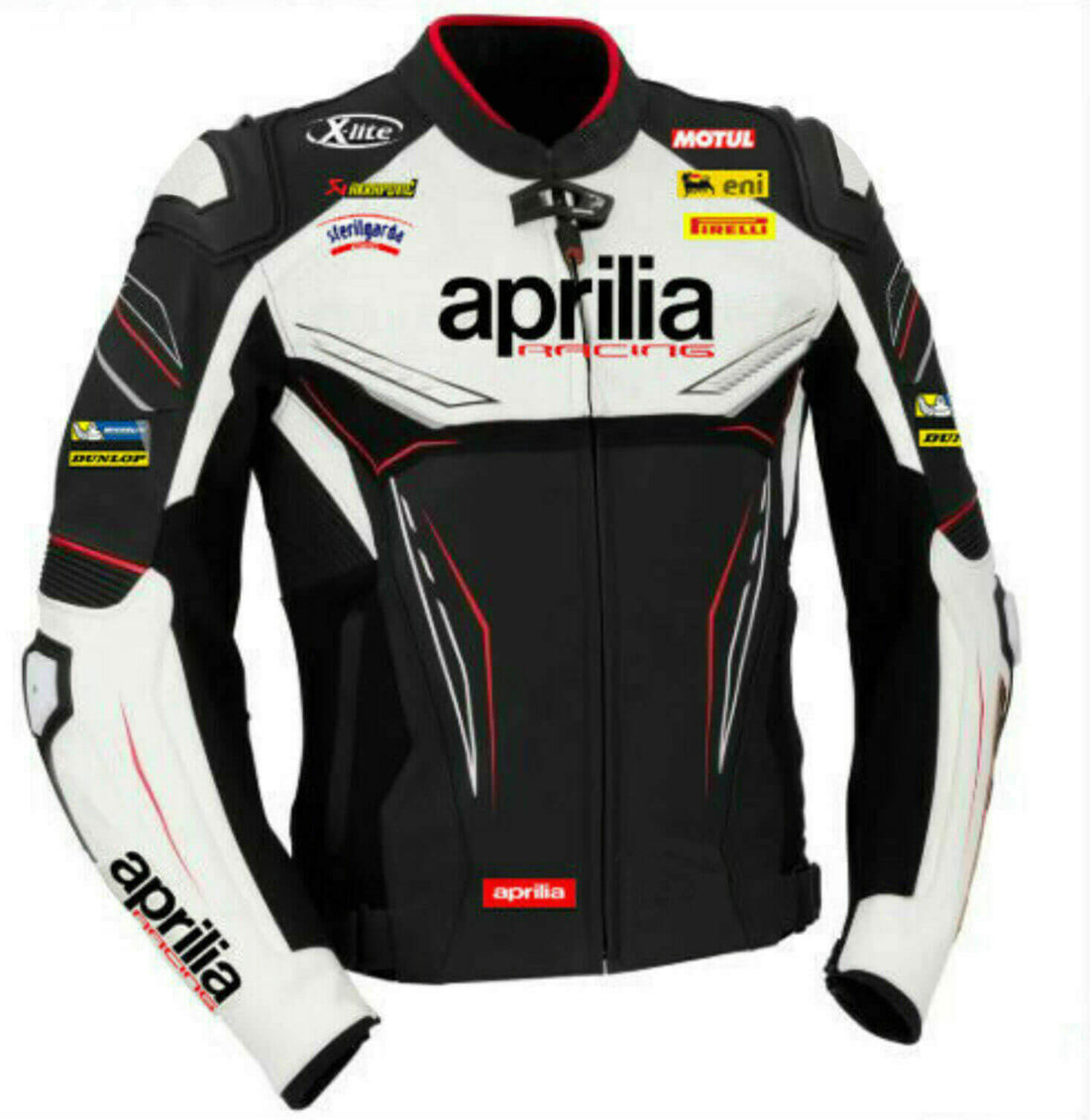 Aprilia Black And White Motorcycle Racing Leather Jacket – DAMOTOGEAR